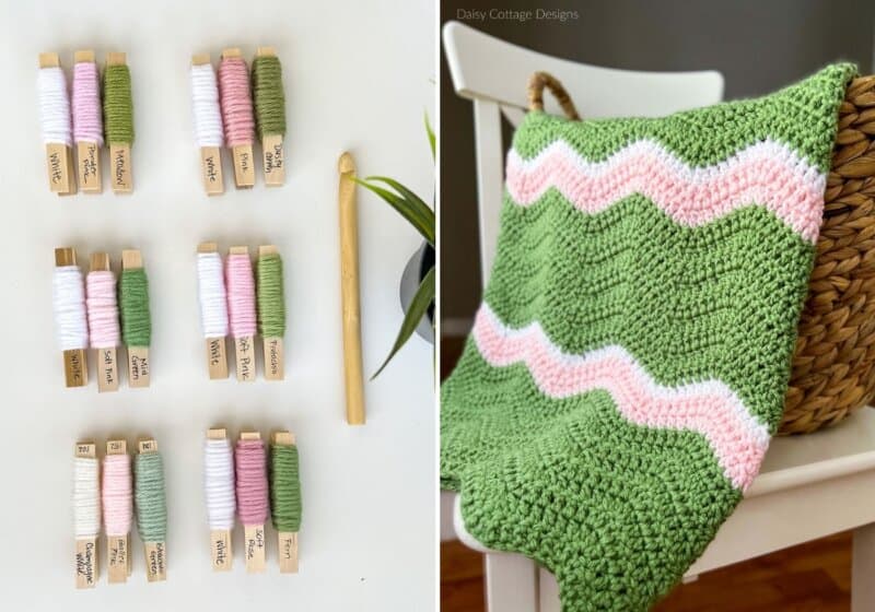Crochet Color Combination: Green, Pink & White